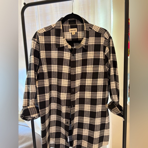 Open Edit | Shirts | Open Edit Mens Black And White Checkered Shirt ...